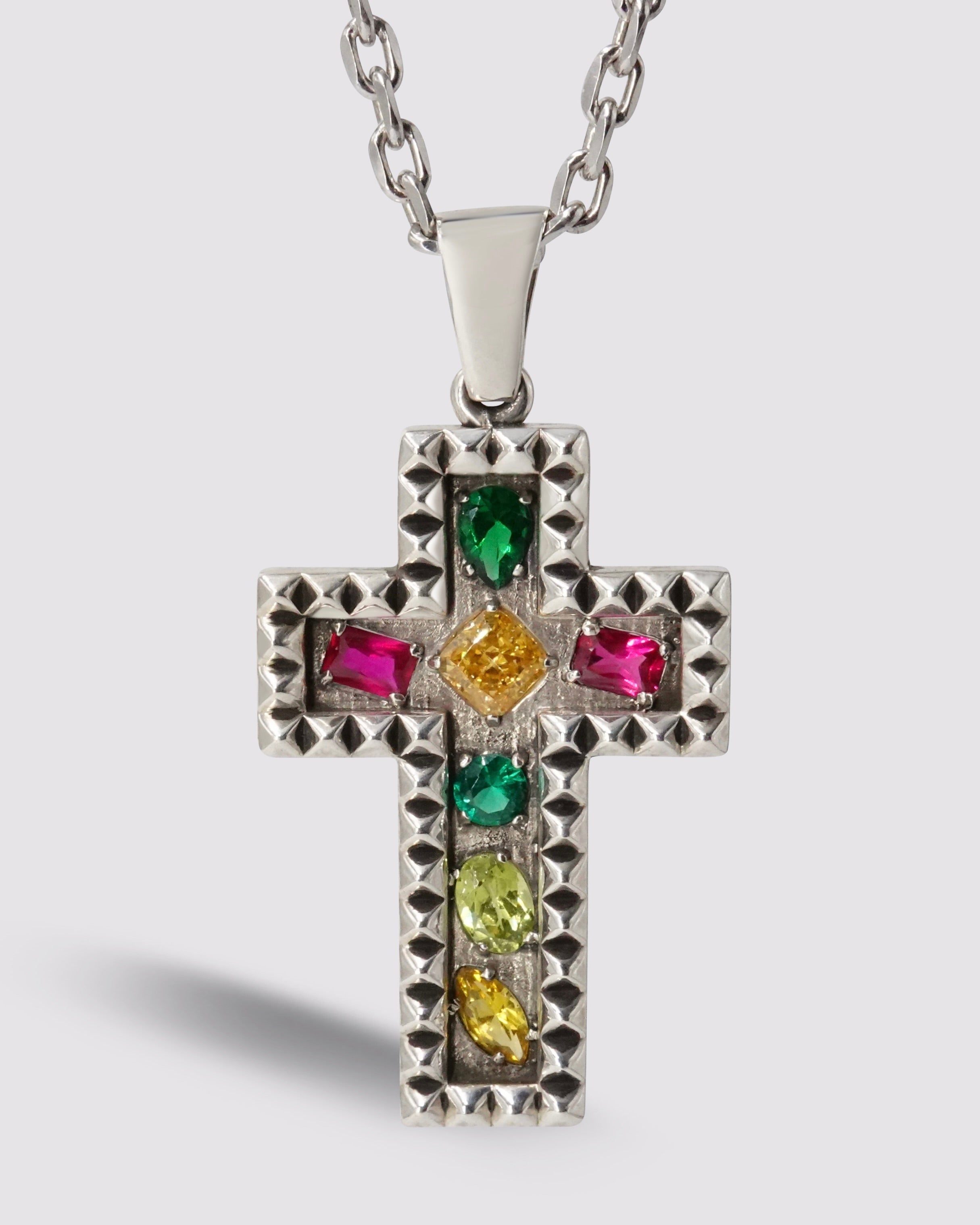 Multi Color Stone Studded Cross Necklace – ter-cero